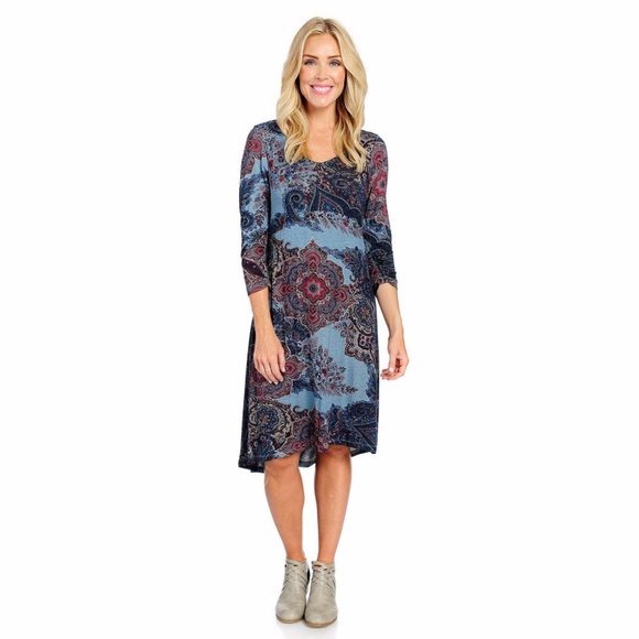 ONE WORLD | Dresses | 3 For 3 Knit Stretch Floral Print Dress Nwot ...